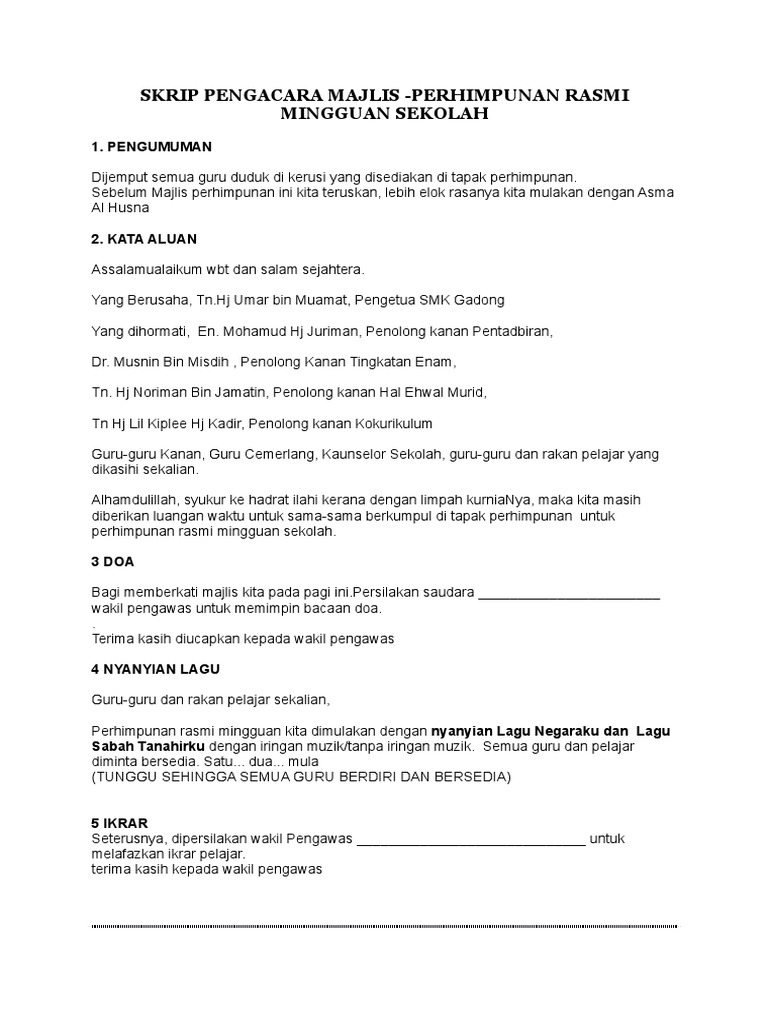 Skrip Pengacara Majlis | PDF