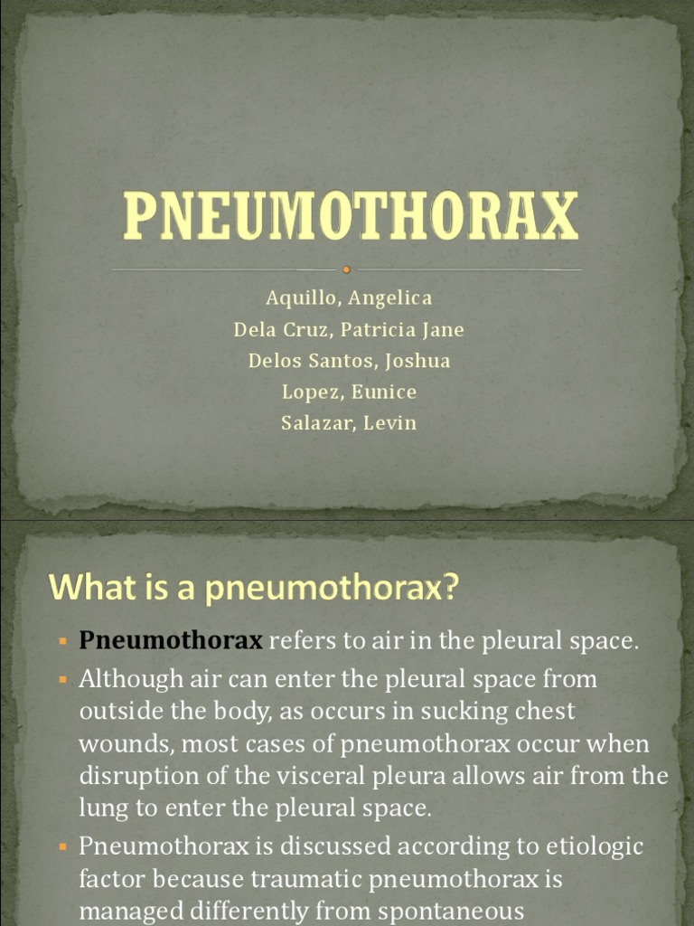 Pneumothorax.ppt | Thorax | Respiratory Diseases