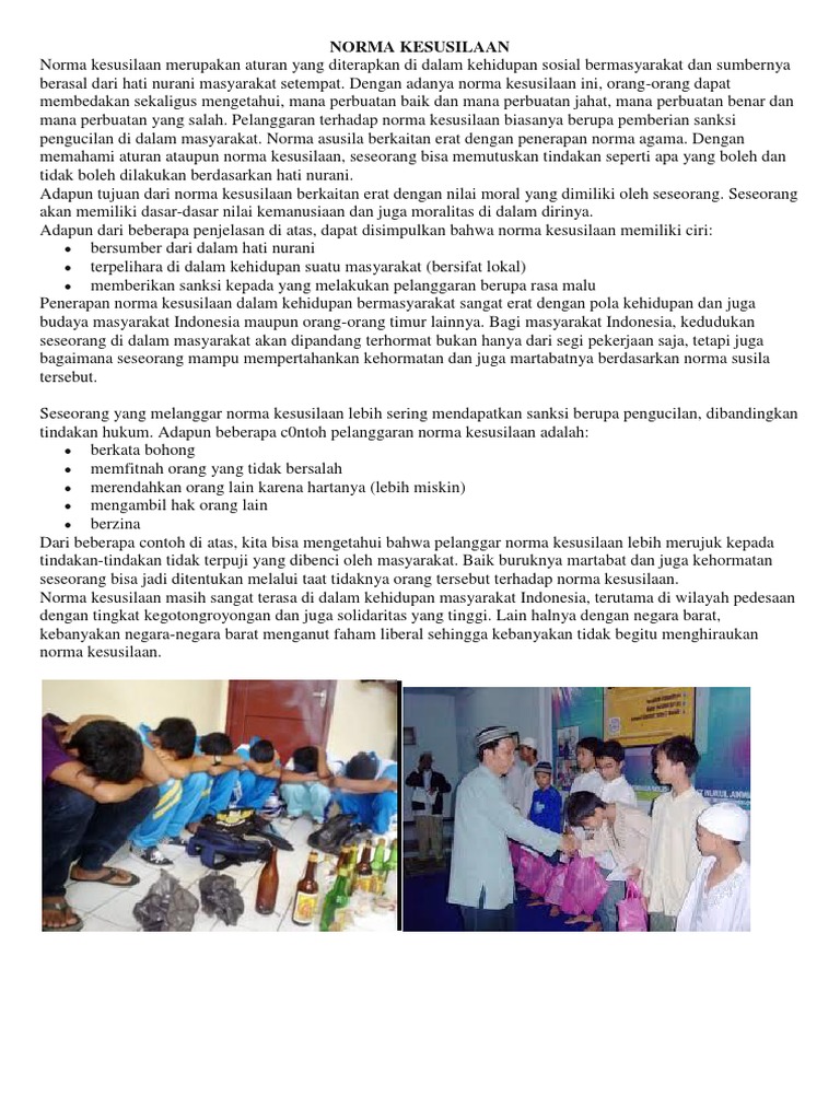 Pengertian dan Contoh Norma Kesusilaan | PDF | Politik