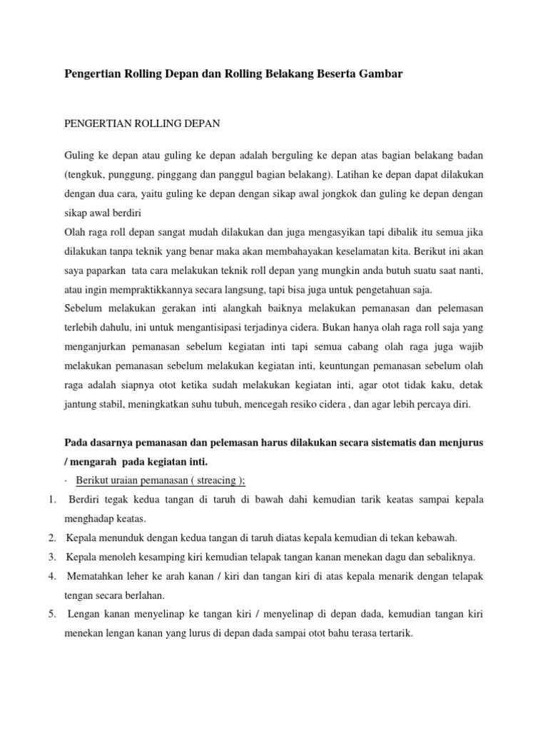 Pengertian Rolling Depan Dan Rolling Belakang Beserta Gambar | PDF