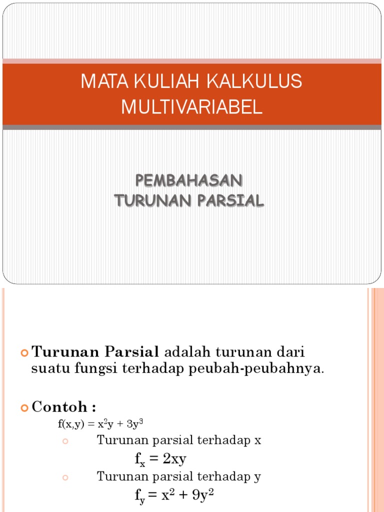Kalkulus Multivariabel Turunan Parsial | PDF
