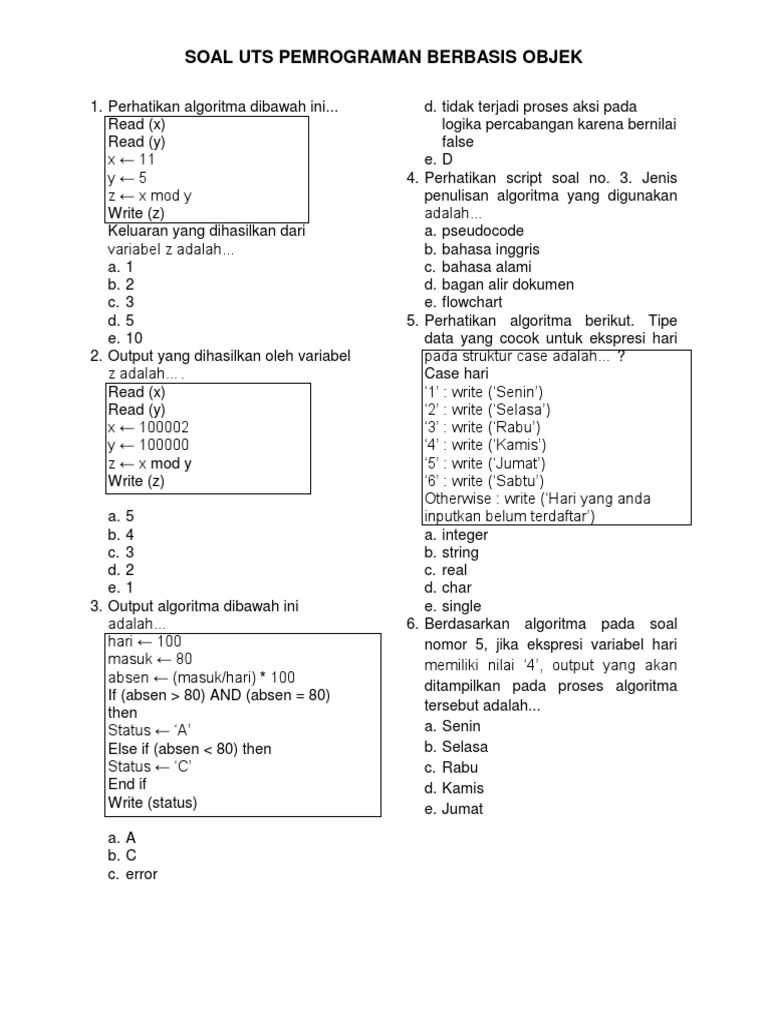 Soal UTS Barabai | PDF