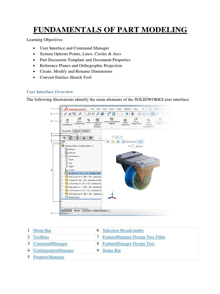 SOLIDWORKS Part Modeling Basics | PDF | Ellipse | Tab (Gui)