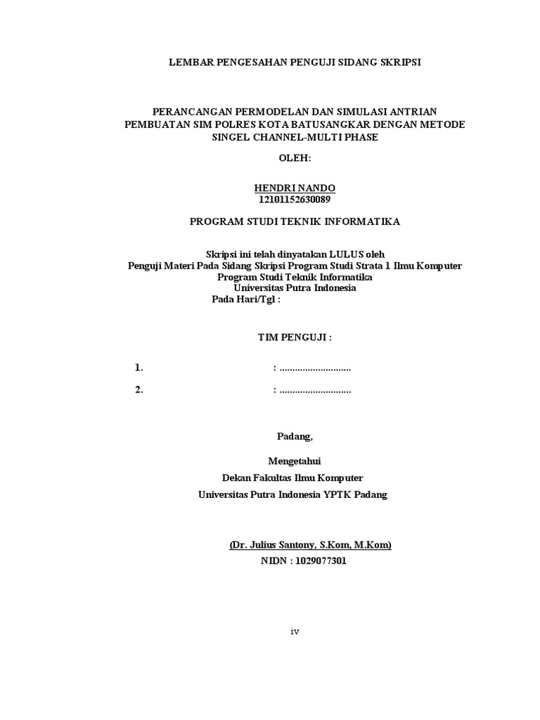 4.lembar Pengesahan Penguji Sidang Skripsi | PDF