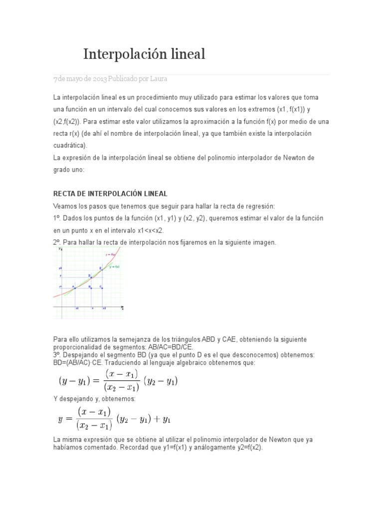 Guía de Interpolación Lineal y Ajuste de Datos | PDF | Línea (geometría ...