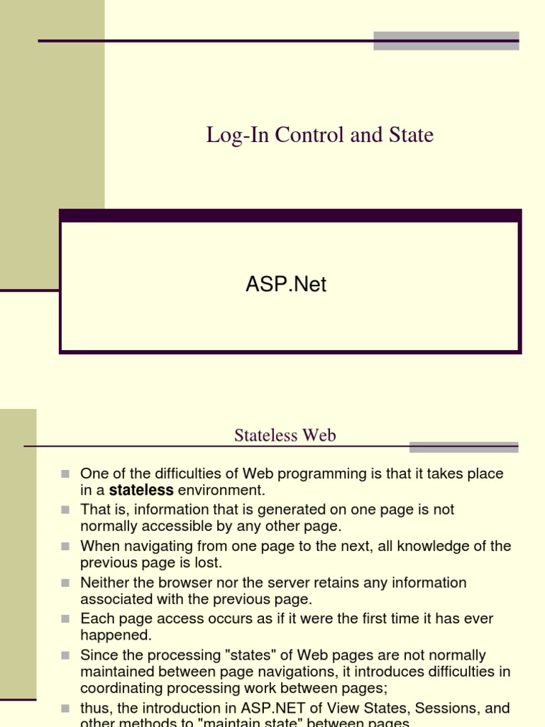 Log-In Control and State | PDF | Http Cookie | Active Server Pages