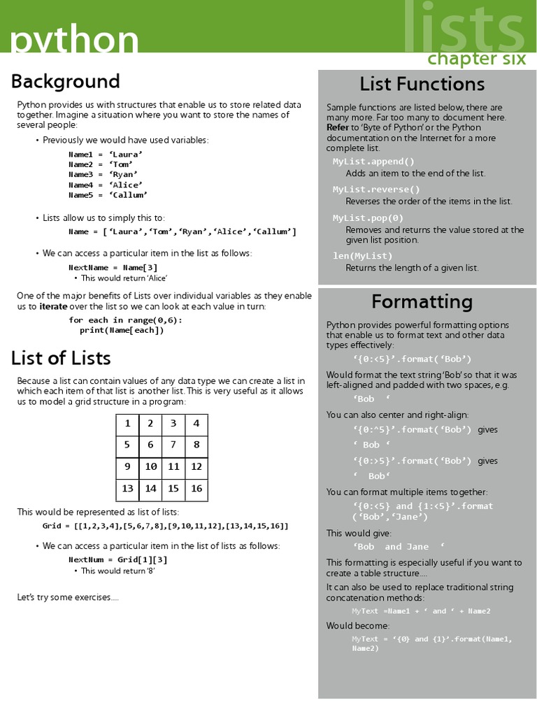 Python: List Functions Background | Download Free PDF | Variable (Computer Science) | String ...