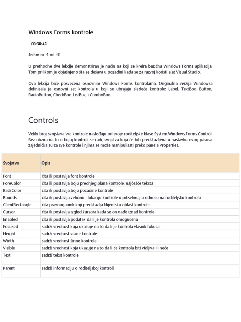 Uvod U Windows Forms I Kreiranje Prve Aplikacije | PDF