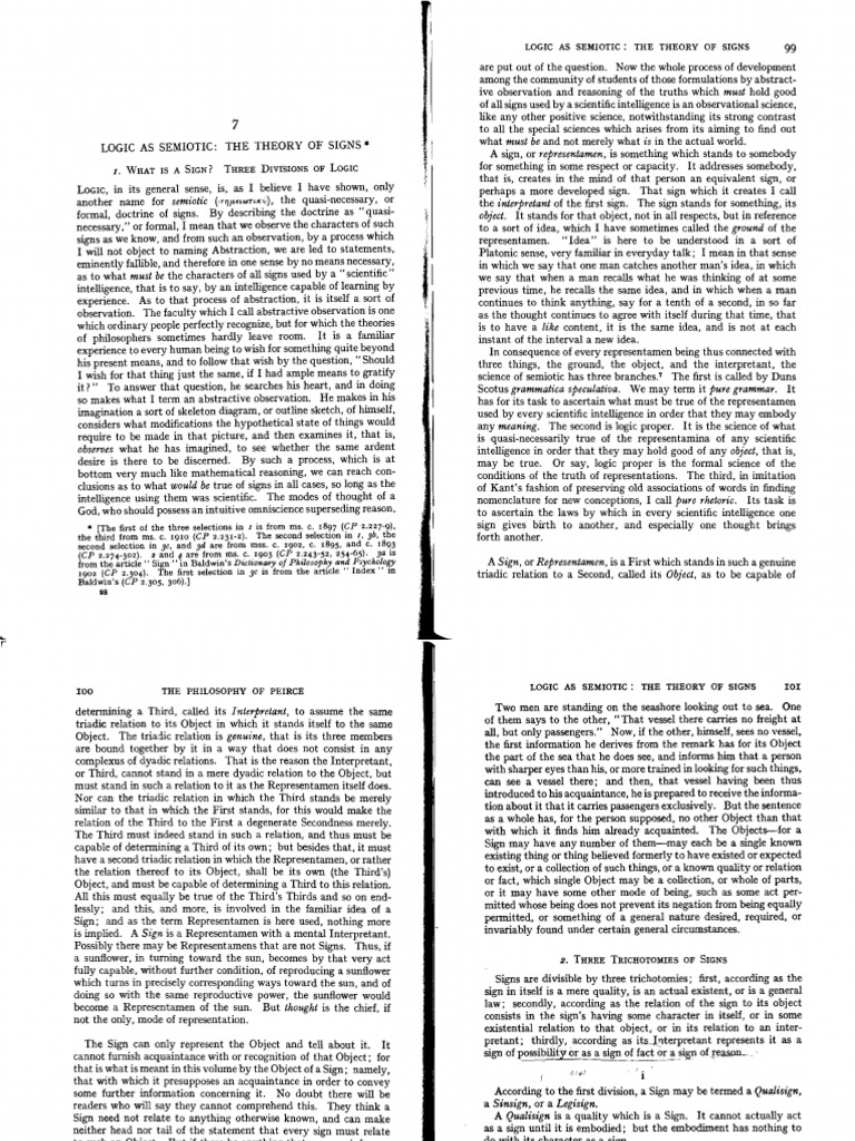 Pierce - Theory of Signs | Representation (Arts) | Semiotics