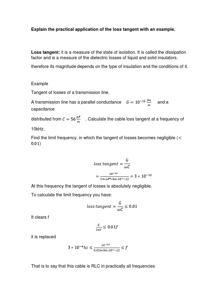 Explain The Practical Application of The Loss Tangent With An Example ...