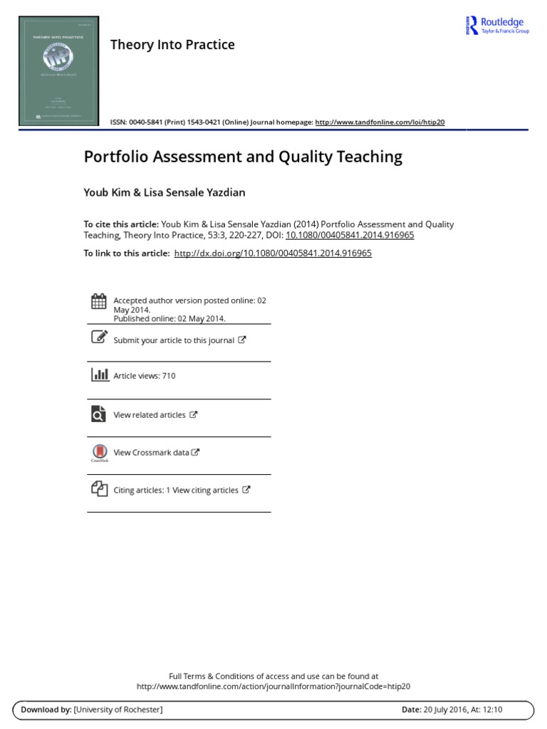 Portfolio Assessment and Quality Teaching | PDF | Educational ...