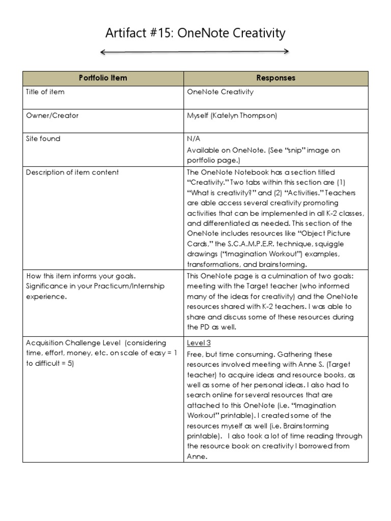 Artifact 15 | PDF | Brainstorming | Creativity