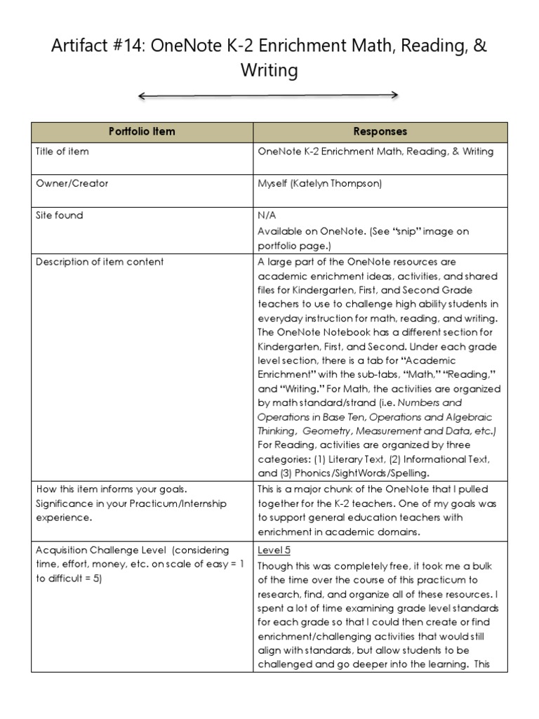 Artifact 14 | PDF | Phonics | Teaching Mathematics