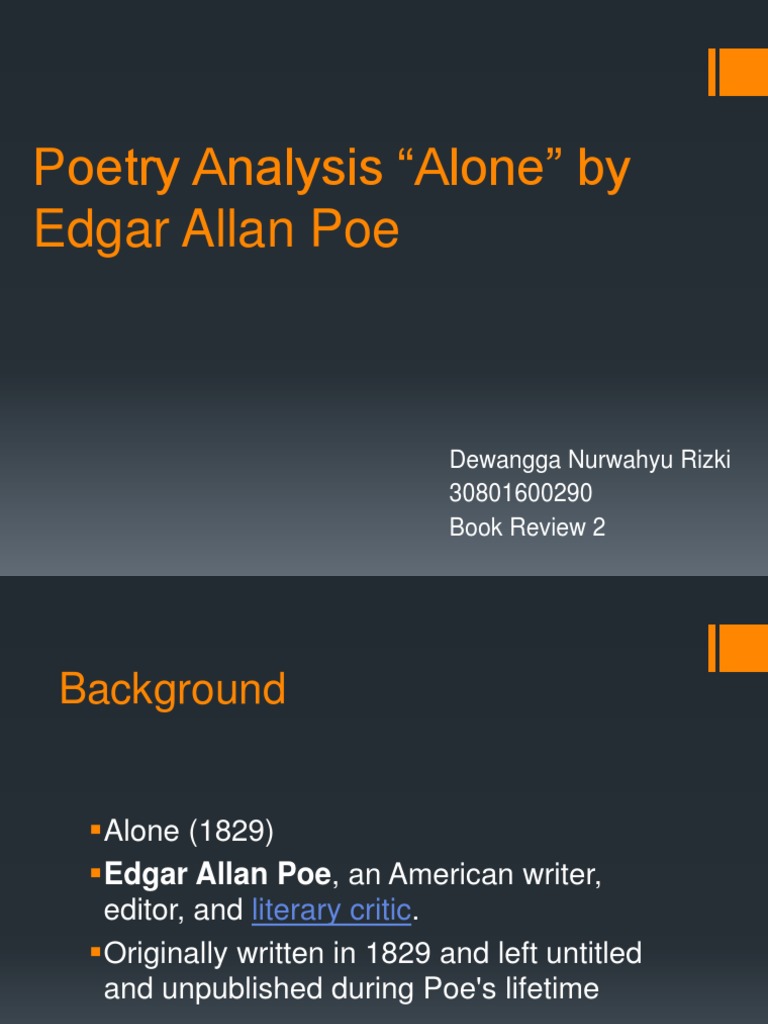 Poem Analysis: Edgar Allan Poe's Alone | PDF | Edgar Allan Poe | Poetry