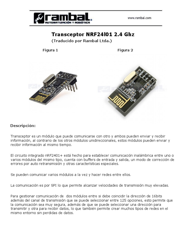 Transceptor Nrf24l01 Modulo 24 GHZ PDF | PDF | Informática