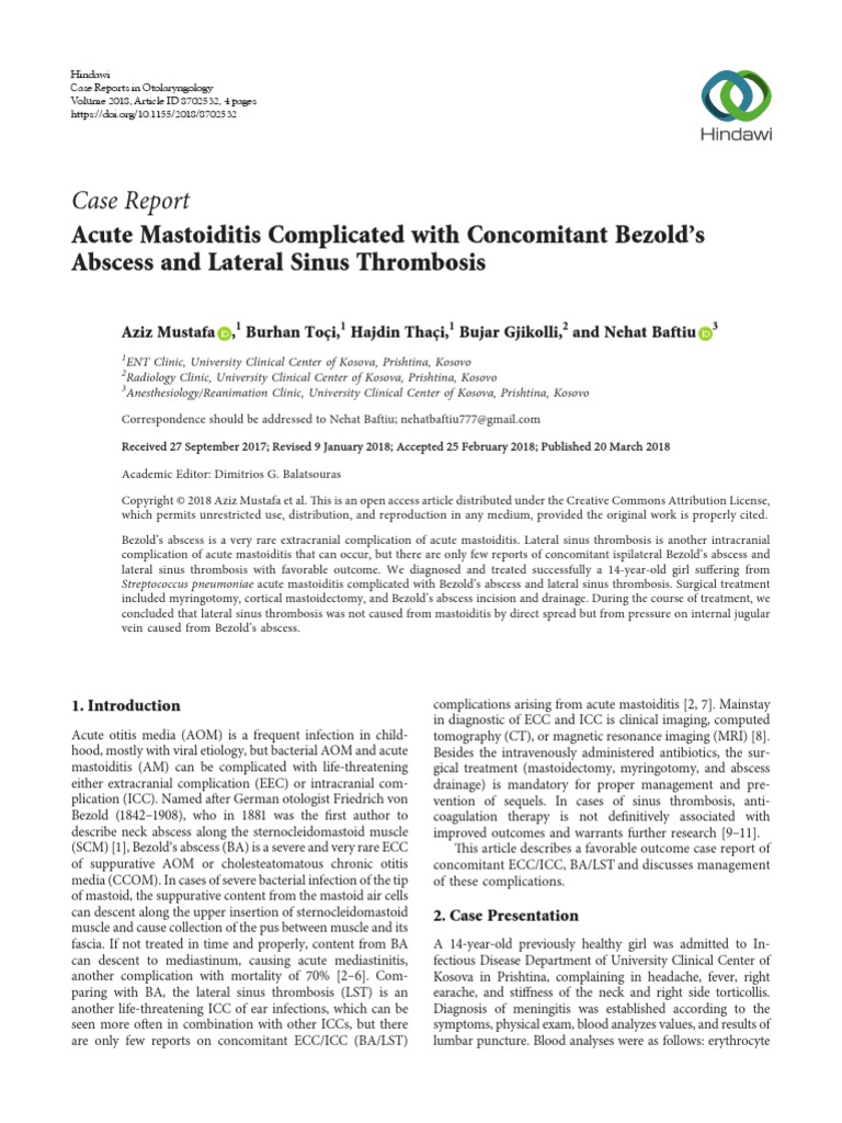 Bezold Abscess | PDF | Medical Imaging | Medical Specialties