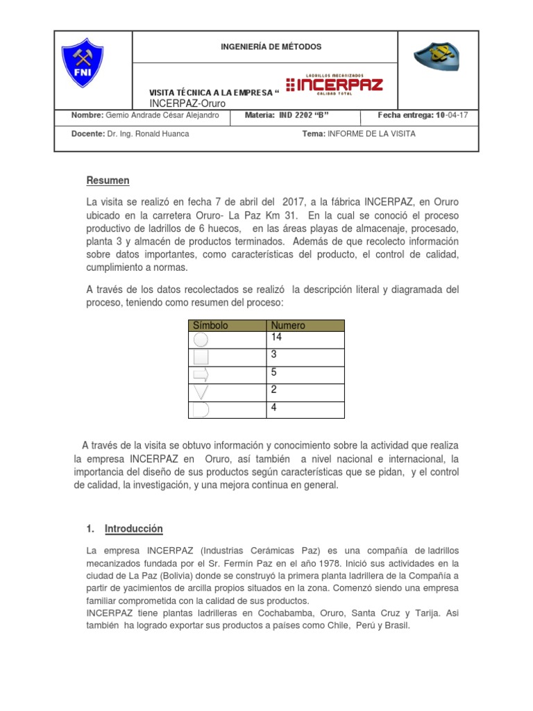 Proceso de Producción Ladrillos INCERPAZ | PDF | Ladrillo | Cerámica