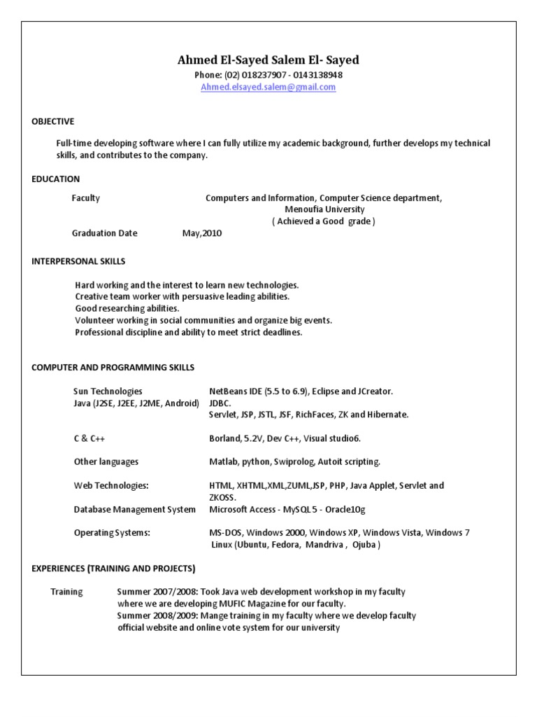 Ahmed Elsayed Salem CV | PDF