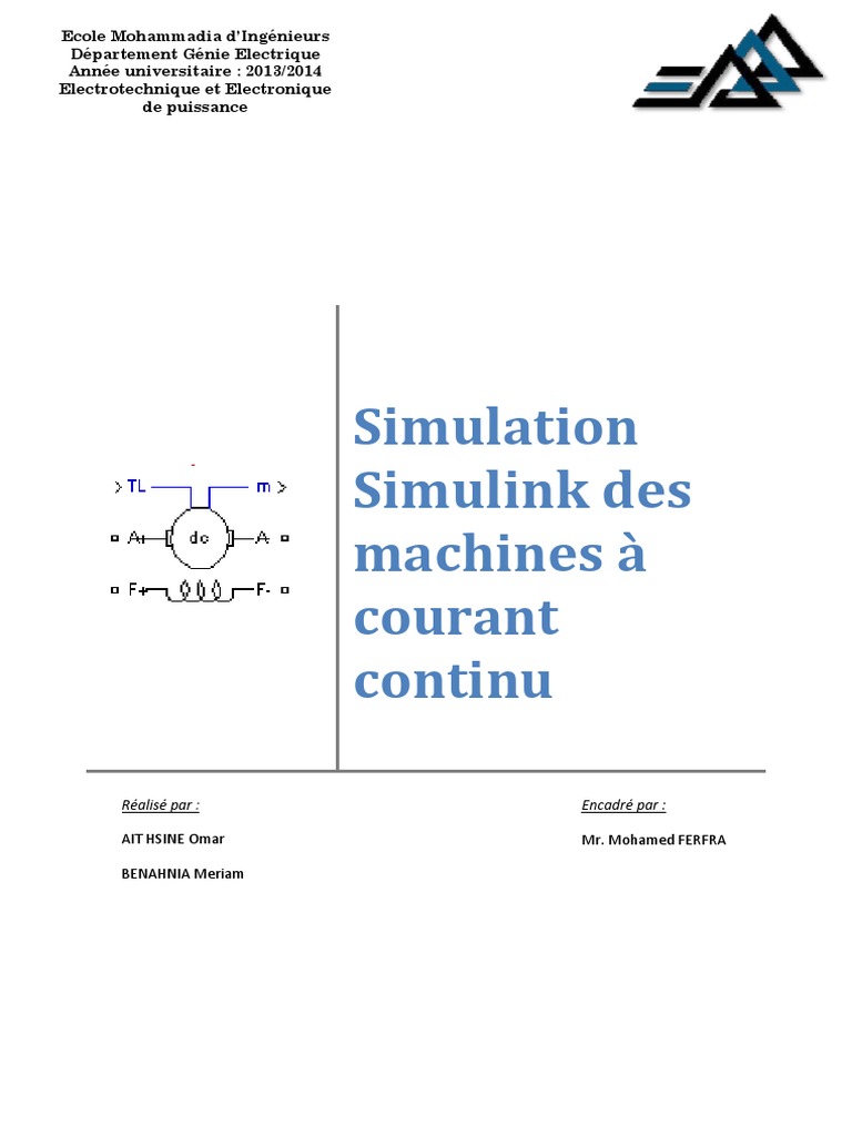 Simulation Simulink Des Machines A Courant Continu PDF | PDF | Physique | Ingénierie mécanique