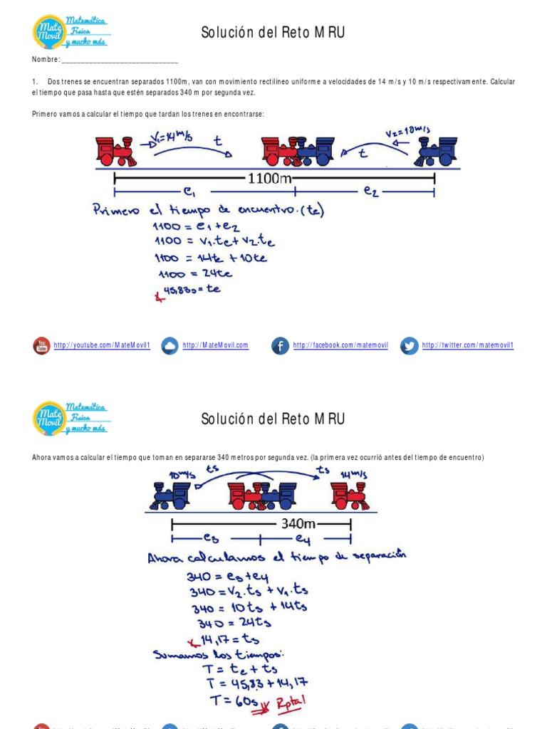 MRU Ejercicios Resueltos PDF | PDF