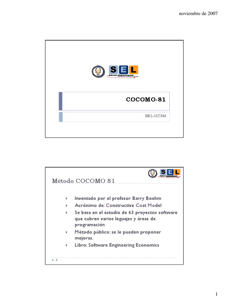 Método COCOMO 81: Estimación de Proyectos Software | PDF | Programación ...