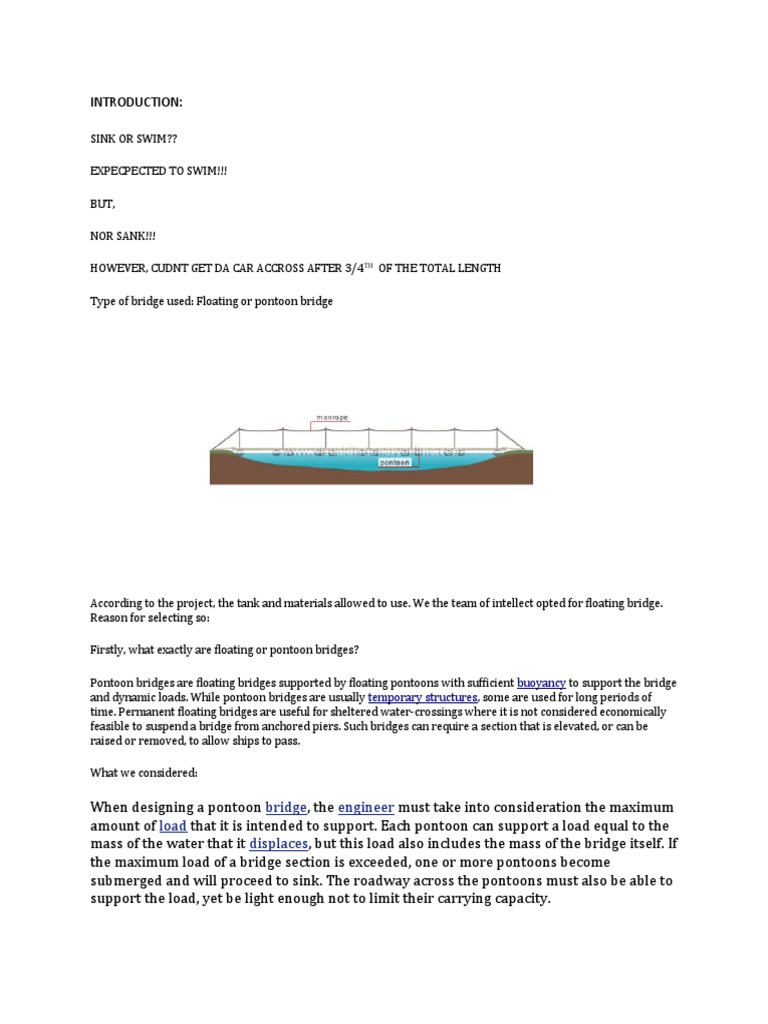 FLOATING PONTOON BRIDGE PROTOTYPE | PDF | Buoyancy | Bridge