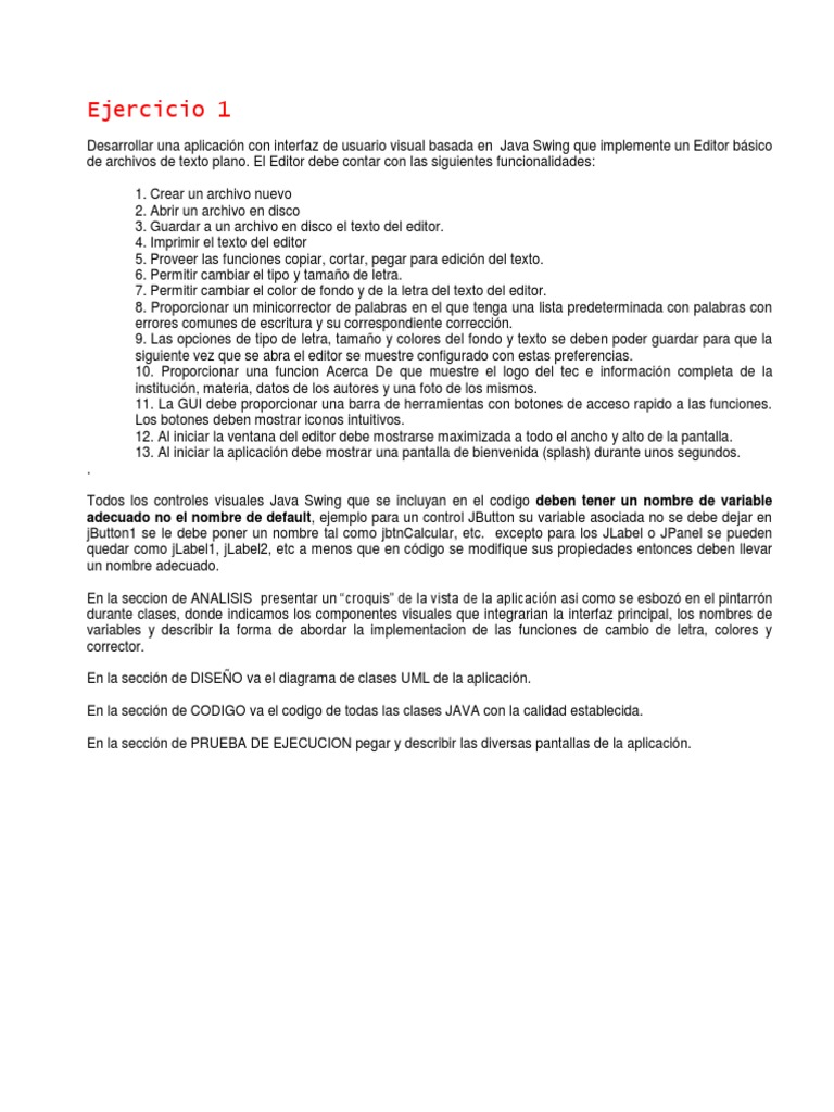 Editor de Texto Básico en Java Swing | PDF | Java (lenguaje de programación) | Archivo de ...