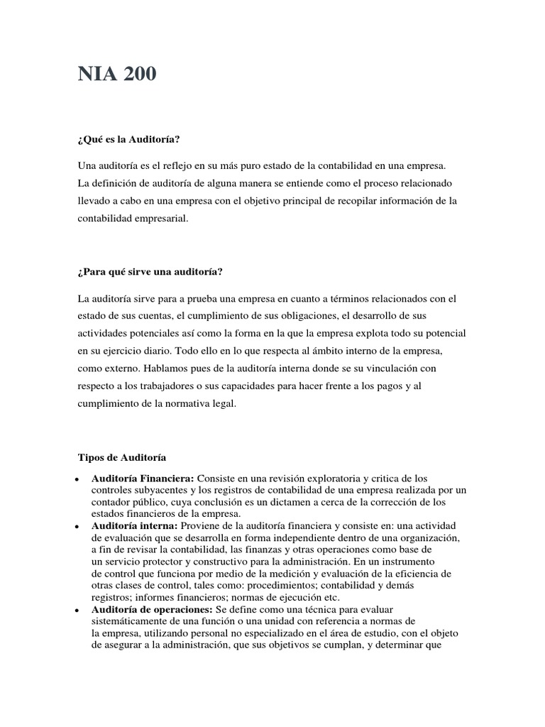Nia 200 | PDF | Auditoría | Contralor