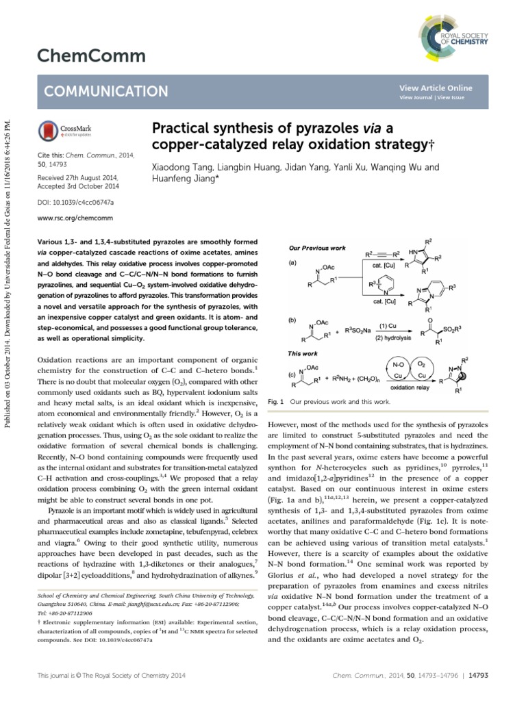 Chemcomm: Communication | PDF | Chemical Reactions | Catalysis