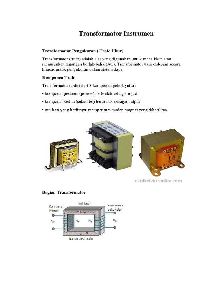 Transformator Instrumen: Transformator Pengukuran (Trafo Ukur) | PDF