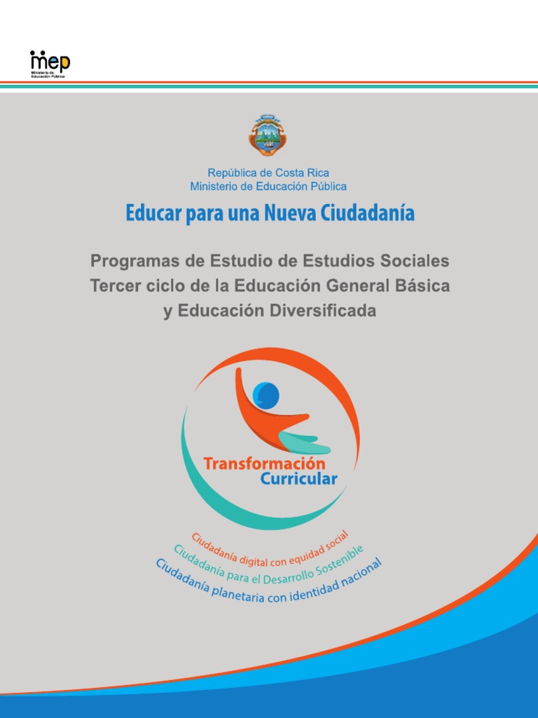Programa MEP Nuevo Estudios Sociales | Bienestar | Conocimiento