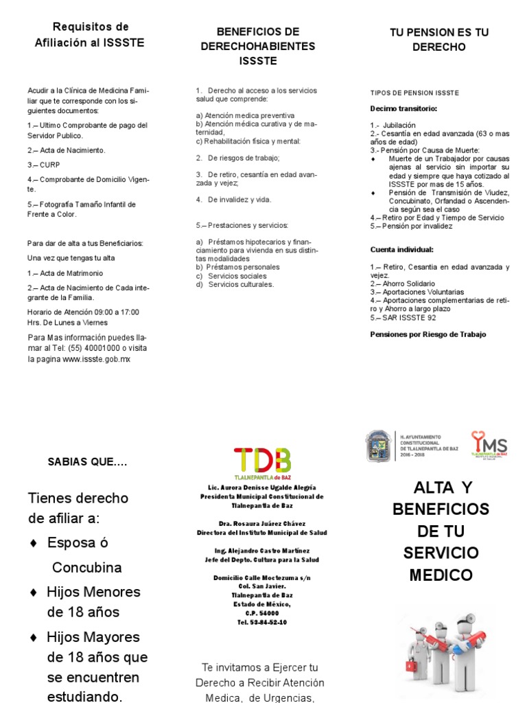 Triptico Seguridad Social Isste | PDF | Pensión | Cuidado de la salud
