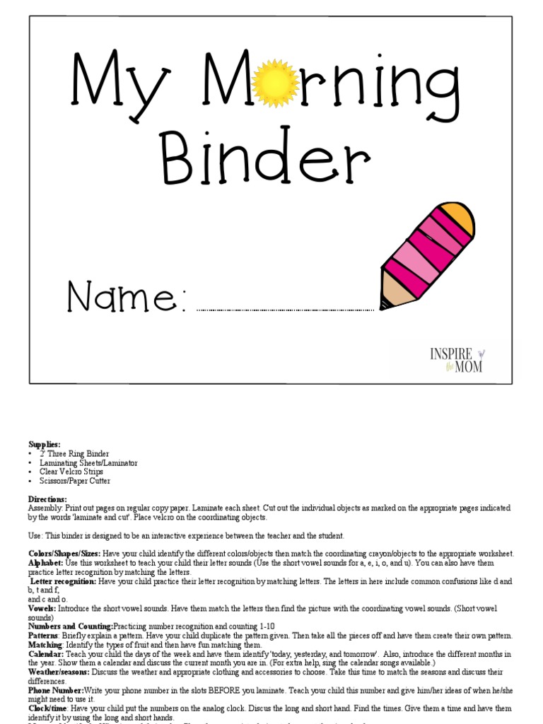 My Morning Binder: Name | PDF