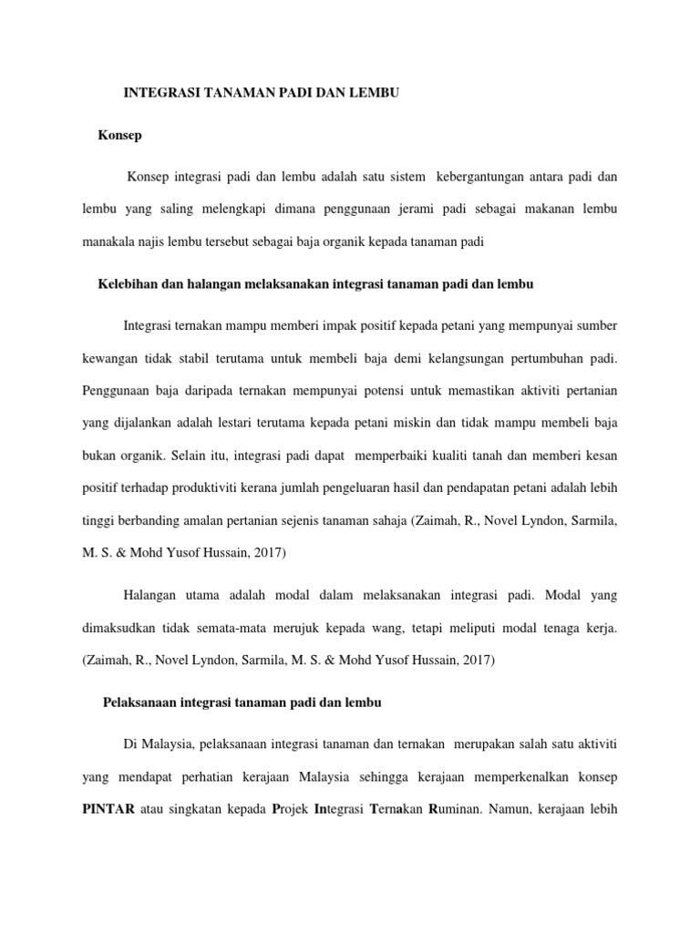 Integrasi Tanaman Padi Dan Lembu | PDF