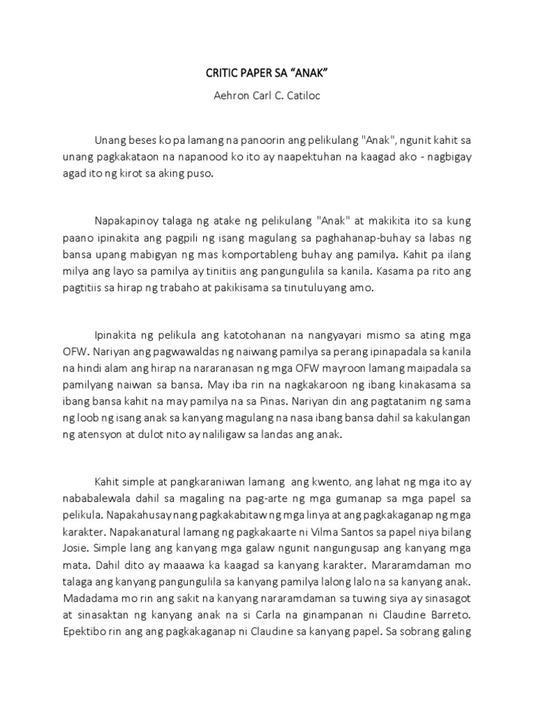 Critique Paper | PDF