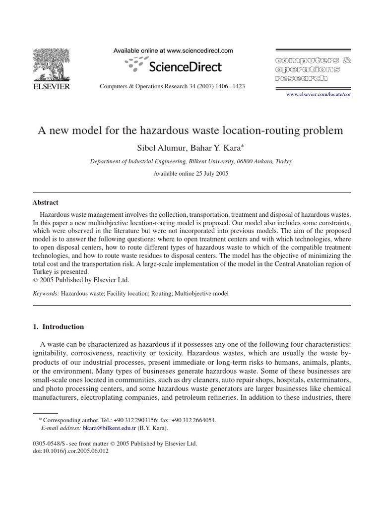 The Many To Many Location Routing Problem | PDF | Hazardous Waste ...