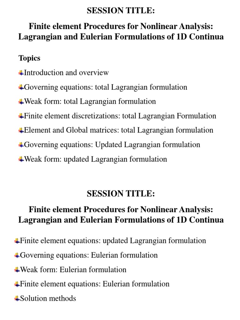 Finite Element Procedures For Nonlinear Analysis Lagrangian and ...