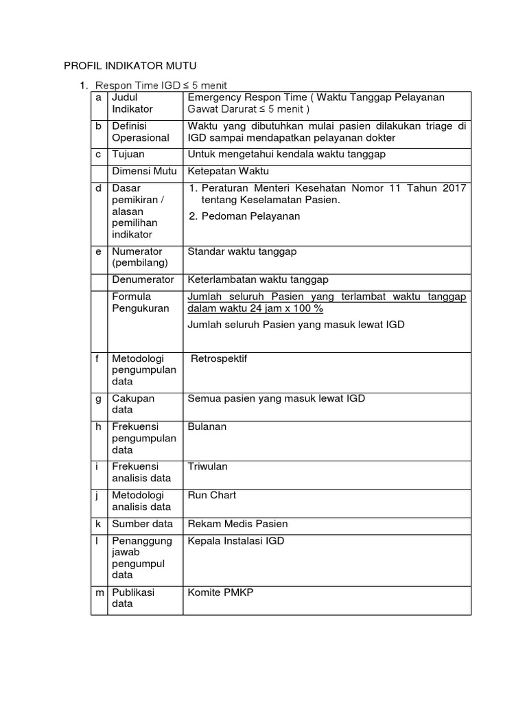 Profil Indikator Mutu Igd Oke | PDF