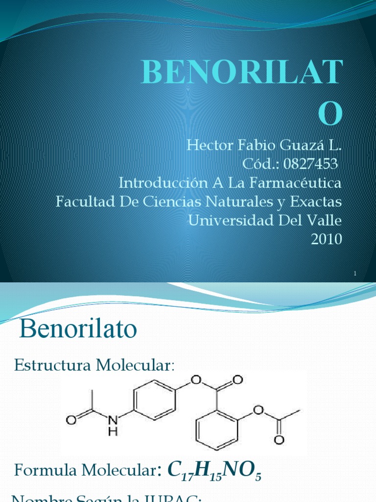 BENORILATO | PDF | Prostaglandina | Droga anti-inflamatoria libre de ...