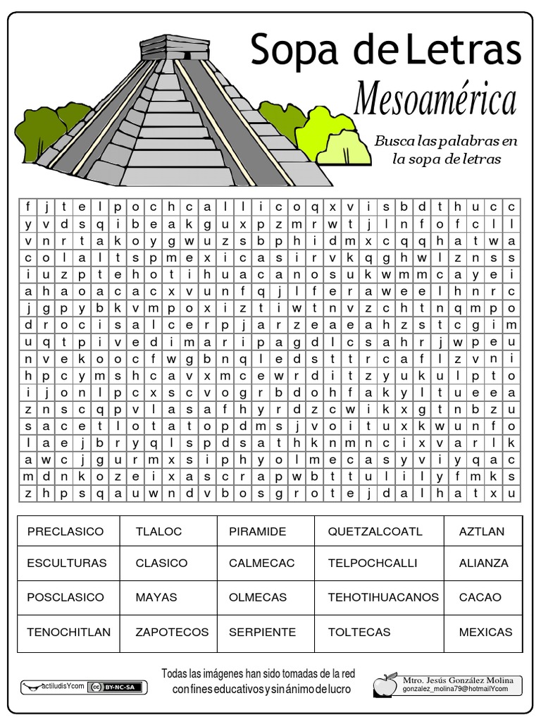 01 Mesoamerica Sopa de Letras | PDF | Mesoamérica