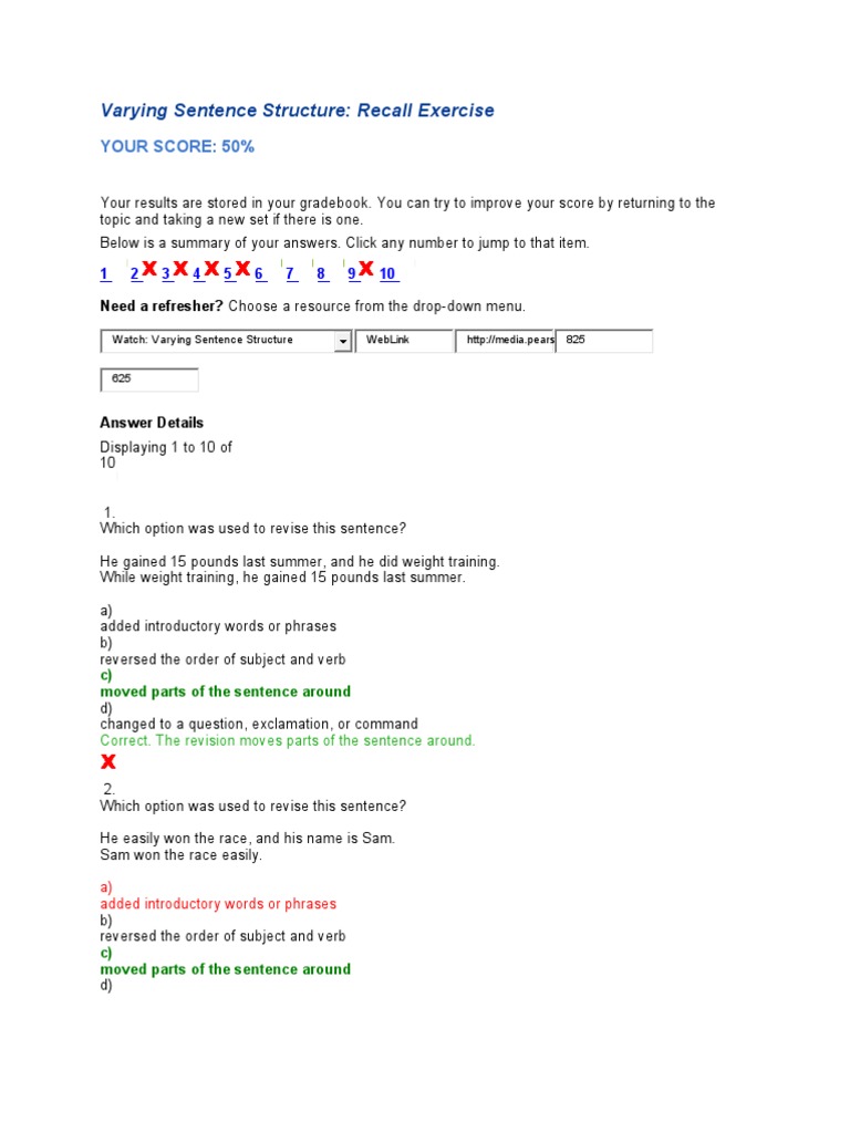 Varying Sentence Structure 11 | PDF | Sentence (Linguistics) | Question