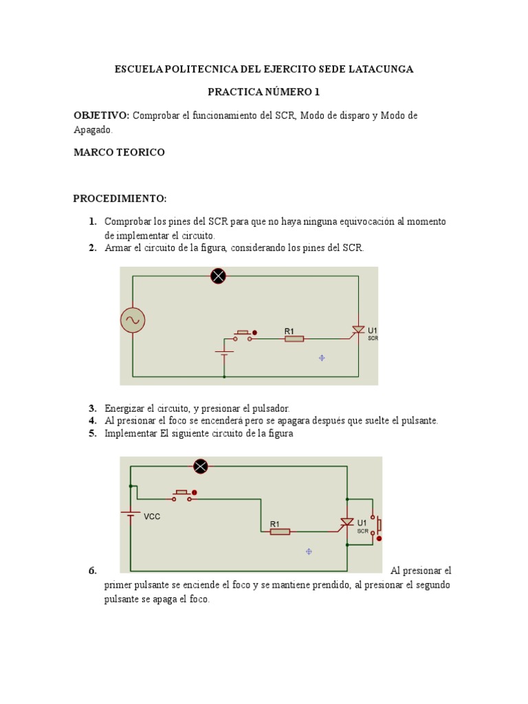 Práctica de SCR: Disparo y Apagado | PDF