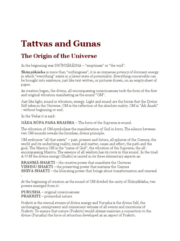 Tattvas and Gunas | PDF | Ātman (Hinduism) | Asana