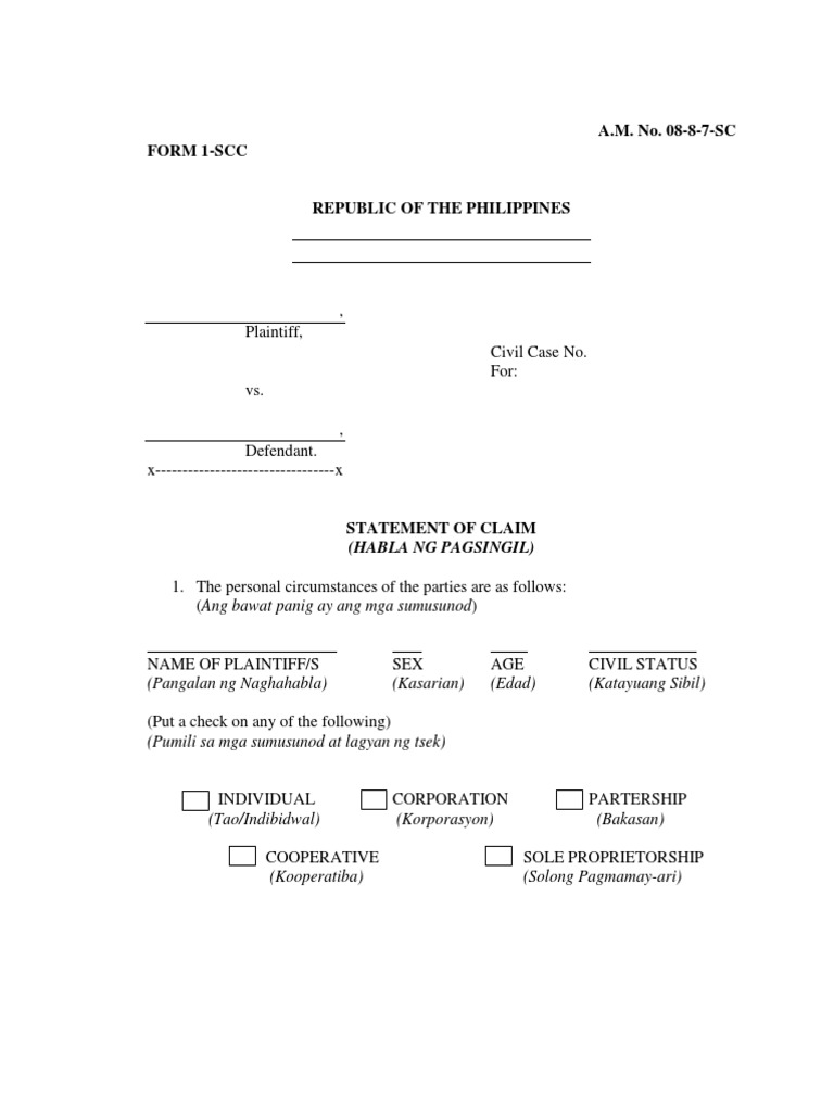 A.M. No. 08-8-7-SC Form 1-Scc: Awewewewewewewe F 38 Singl Ooooo | PDF ...