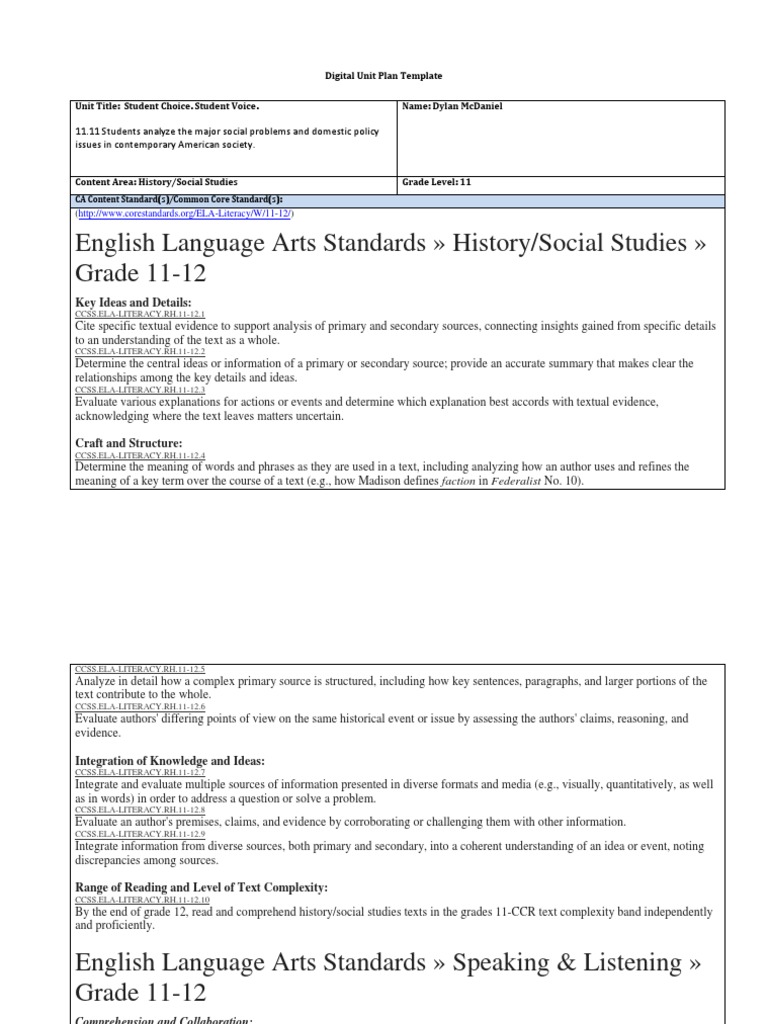 Digital Unit Plan | PDF | Evaluation | Reason