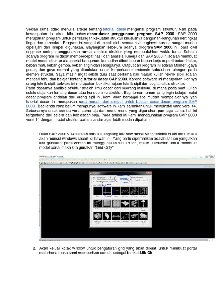 Tutorial Dasar SAP 2000 untuk Pemula | PDF