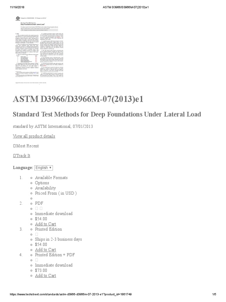 ASTM D3966 - D3966M-07 (2013) E1 | PDF | Deep Foundation | Business