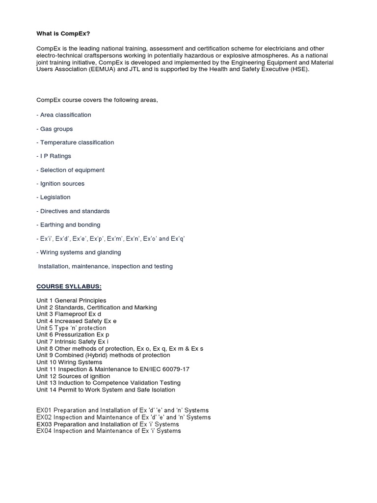 CompEx Course Syllabus | PDF | Physical Quantities | Electricity