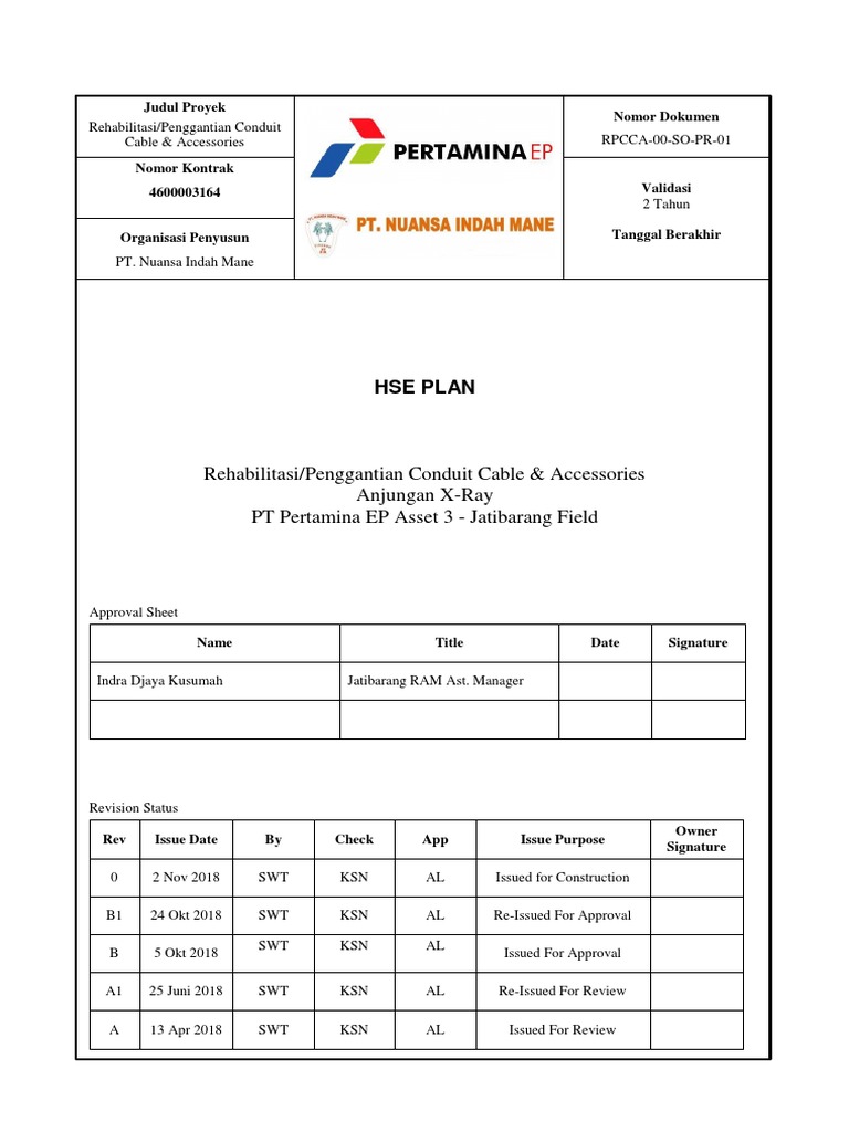241018-HSE PLAN-Pertamina EP Asset 3 Jatibarang Field-XRay Platform ...