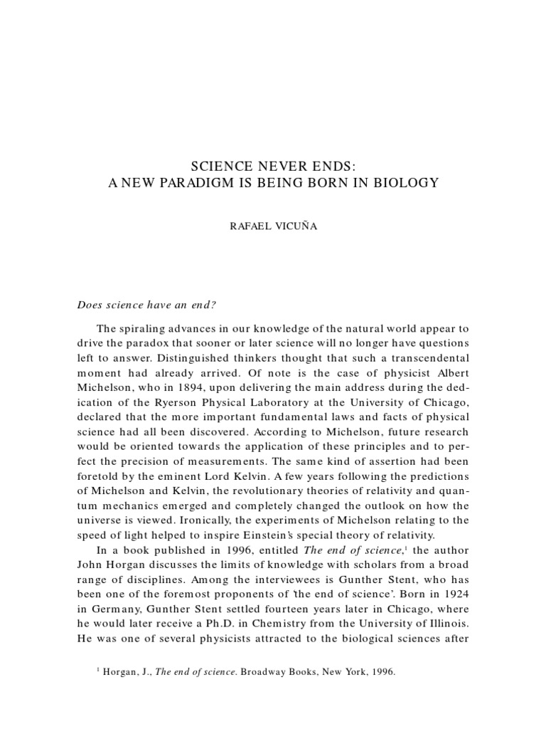 Science Never Ends: A New Paradigm Is Being Born in Biology: Does ...